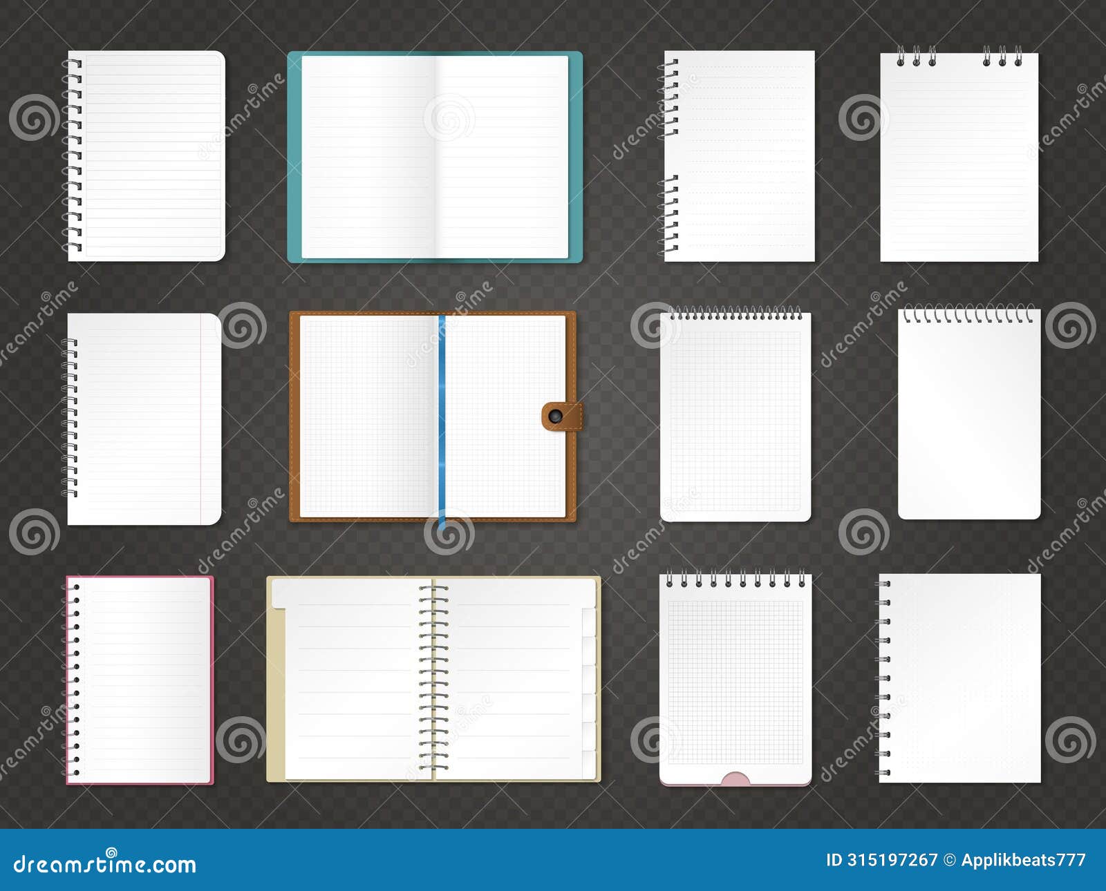 Notebook Sheets. Empty daily Notes Realistic Bind Papers Recent Vector ...