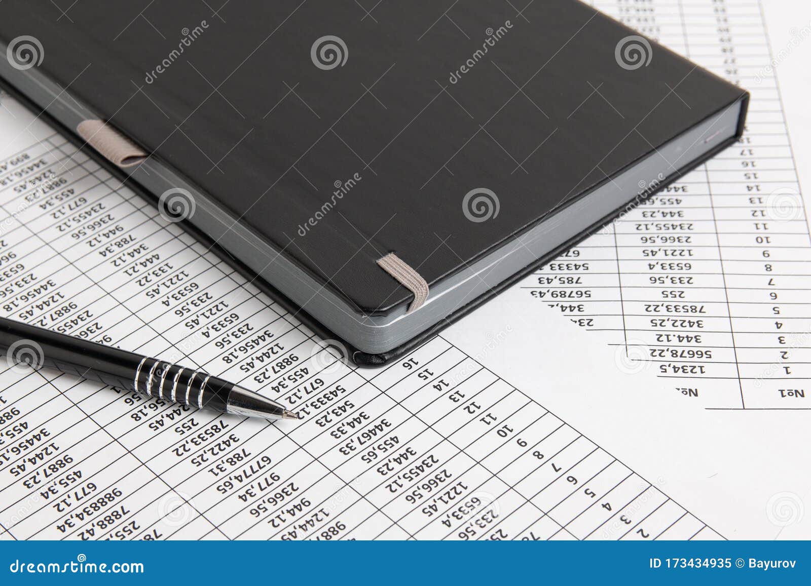 Notebook, Sheets with Numbers and Pen. Business Concept Stock Image ...