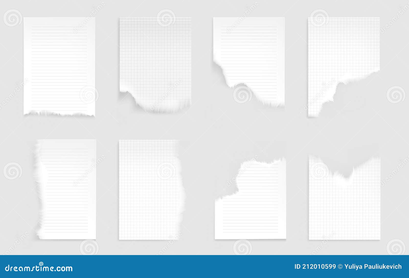 Notebook Sheets with Torn Edge. Ragged Blank Pages Stock Vector ...