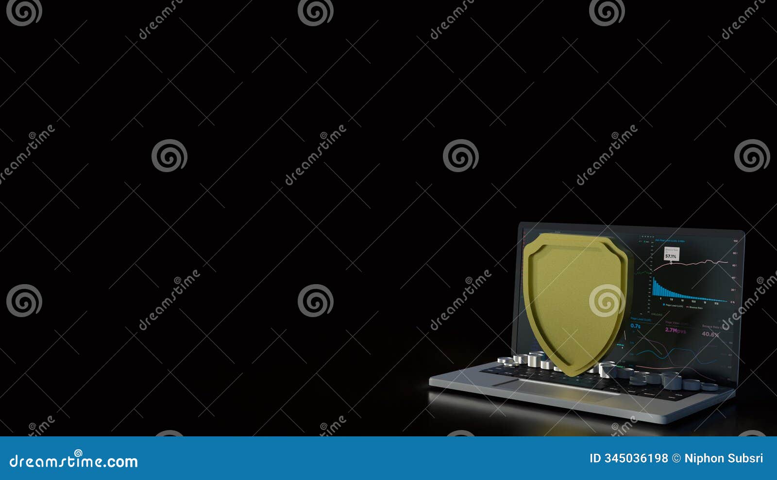 The Notebook and Shield for Cyber Security Concept 3d Rendering Stock ...