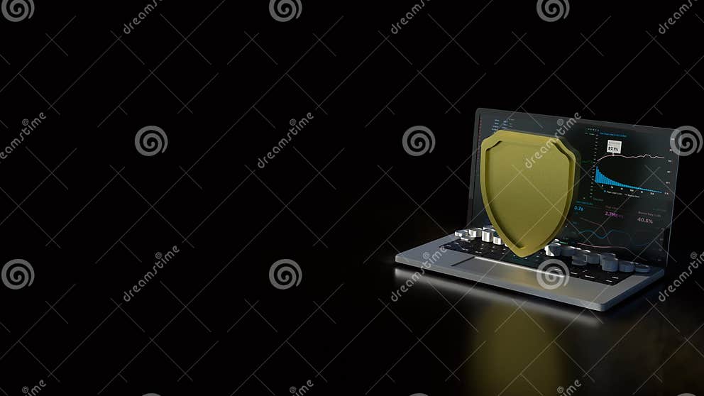 The Notebook and Shield for Cyber Security Concept 3d Rendering Stock ...