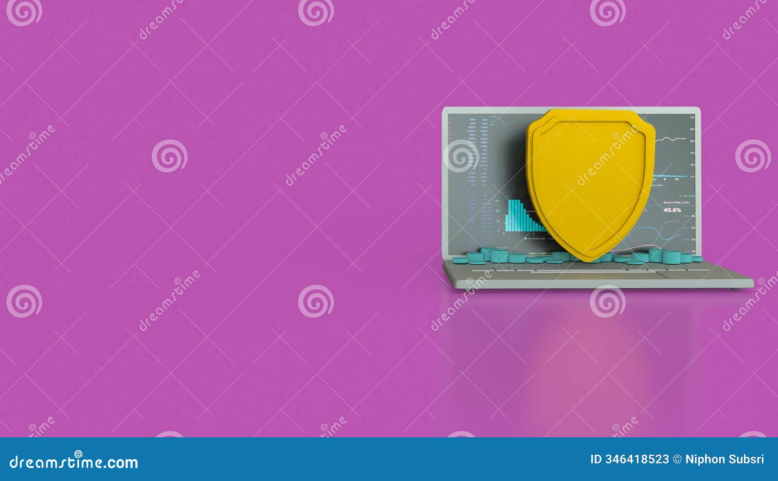 The Notebook and Shield for Cyber Security Concept 3d Rendering Stock ...