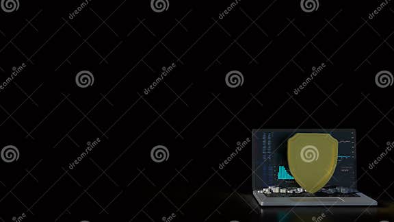 The Notebook and Shield for Cyber Security Concept 3d Rendering Stock ...