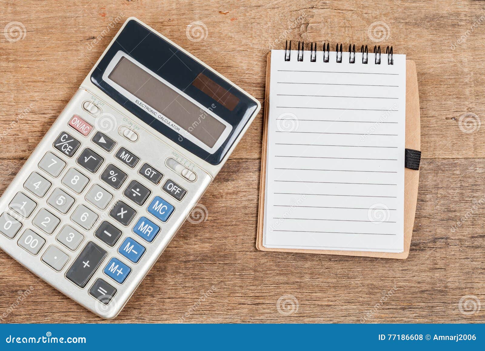 Notebook Showing Empty Page and Calculator Stock Photo - Image of ...