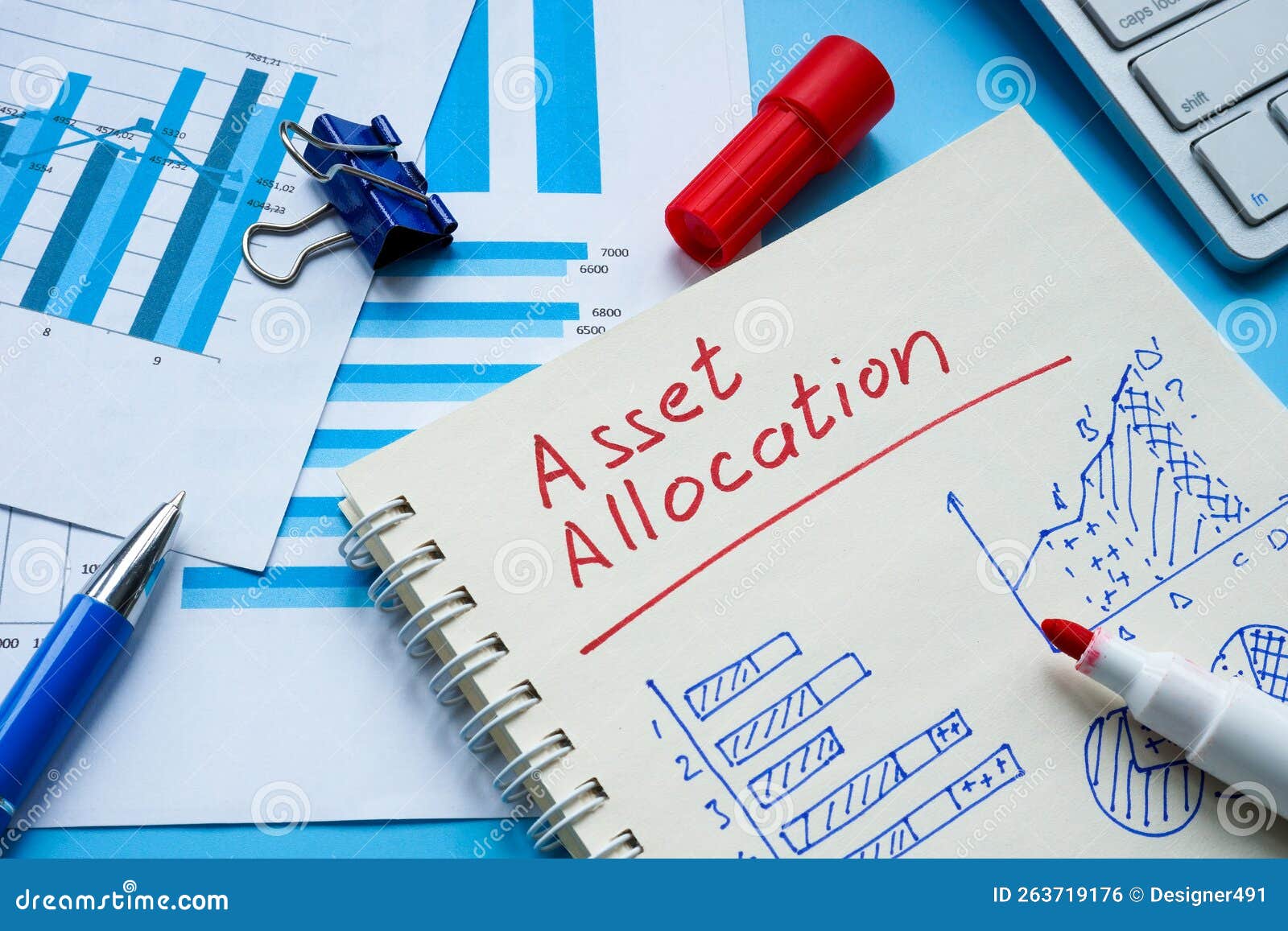 Notebook with Sign Asset Allocation and Calculations. Stock Photo ...