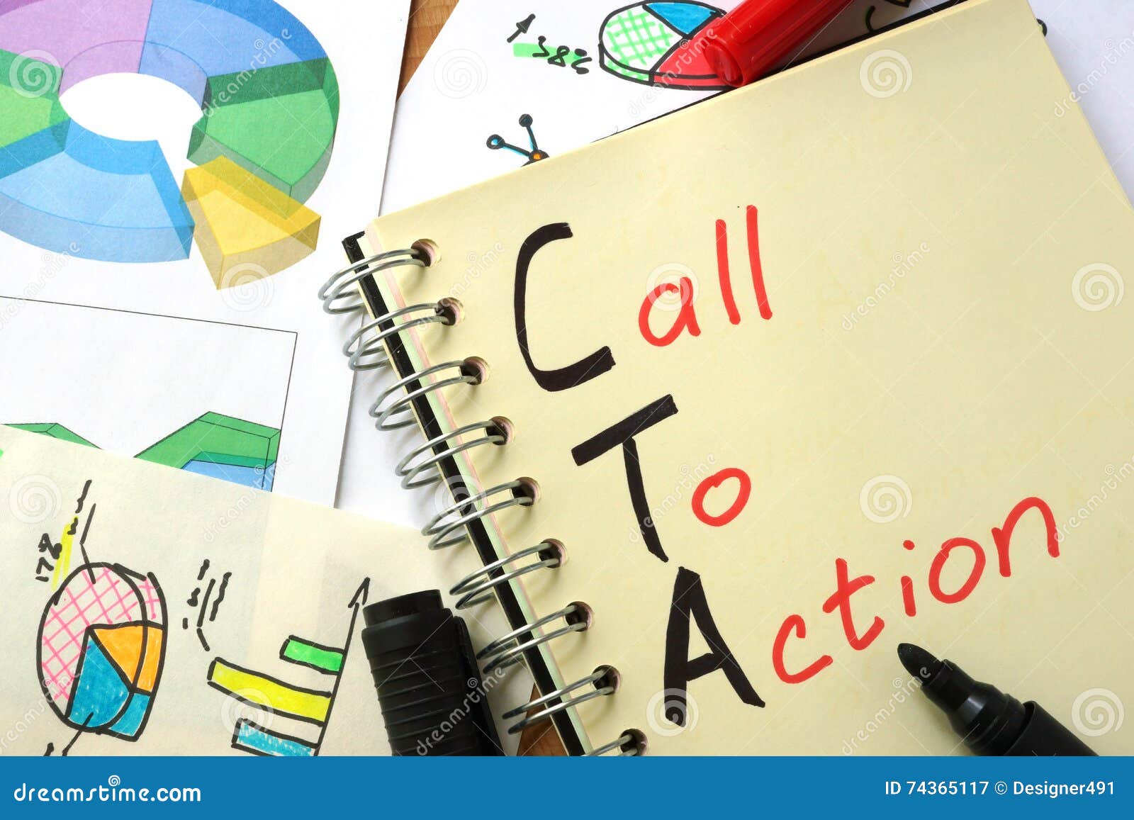 Notebook with Sign CTA Call To Action Stock Image - Image of conceptual ...