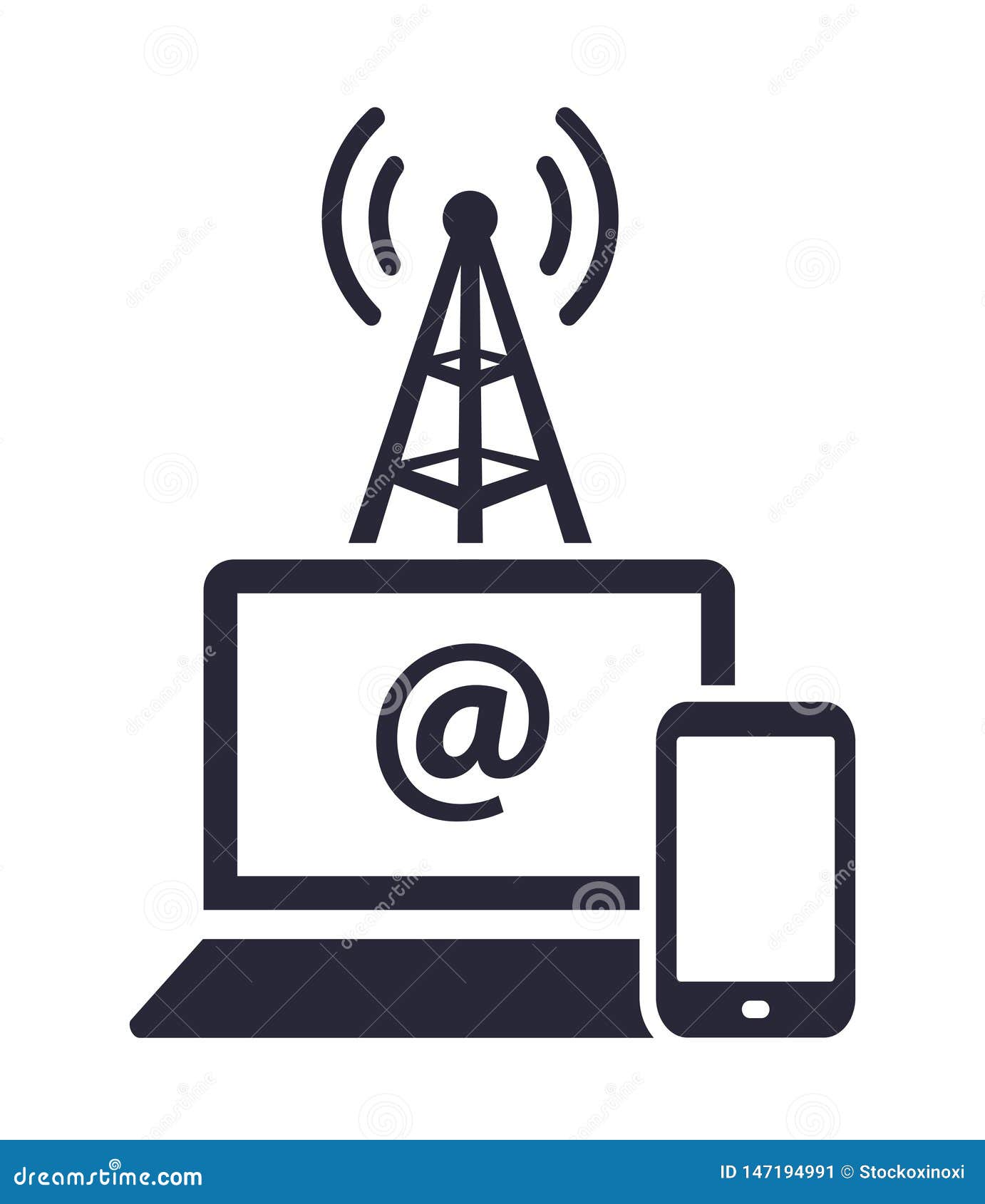 Notebook and Smartphone Access Internet Connection Vector Icon Symbol ...