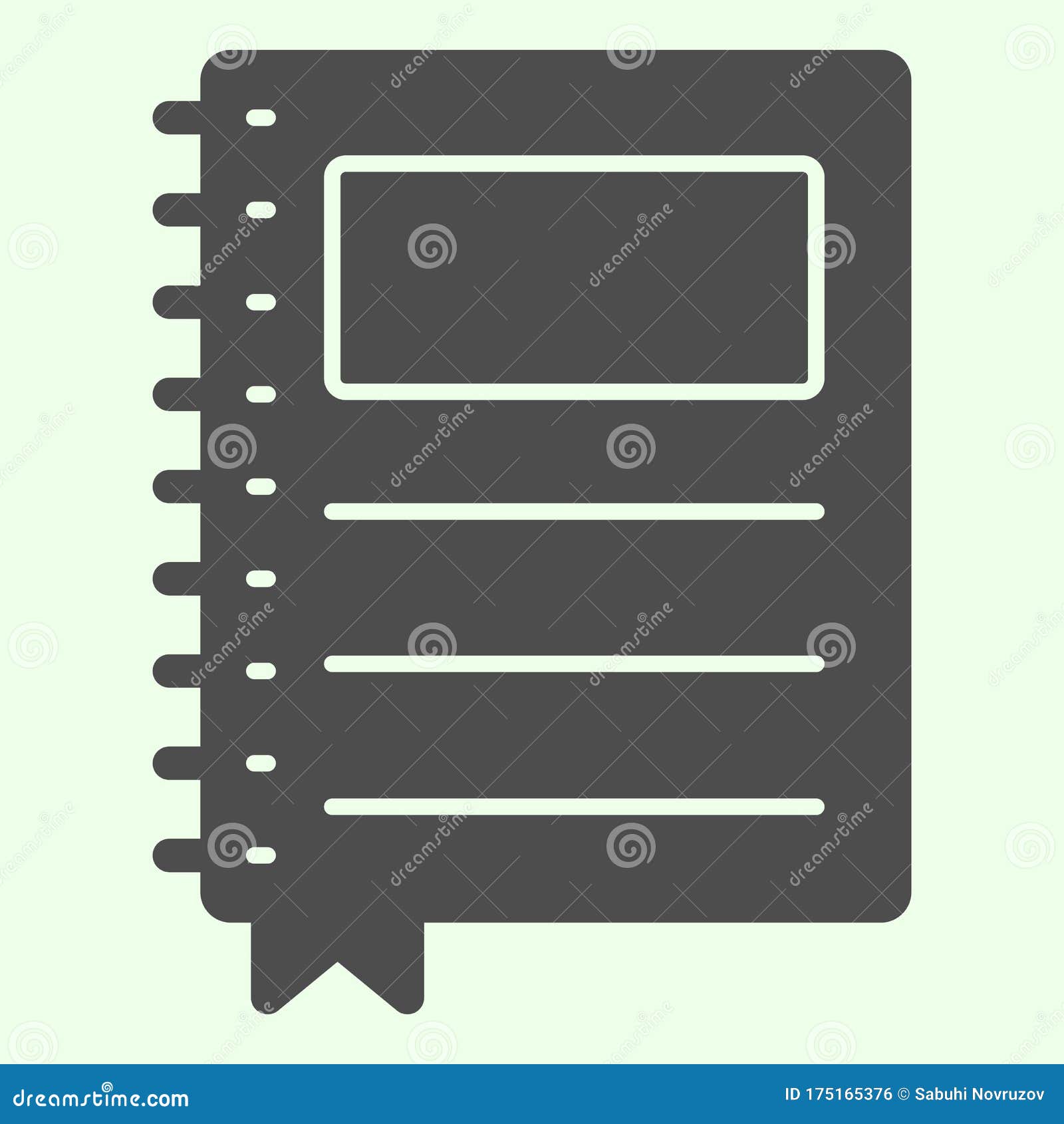 Notebook Solid Icon. School Writing Pad with Ring Spiral Binder Glyph ...