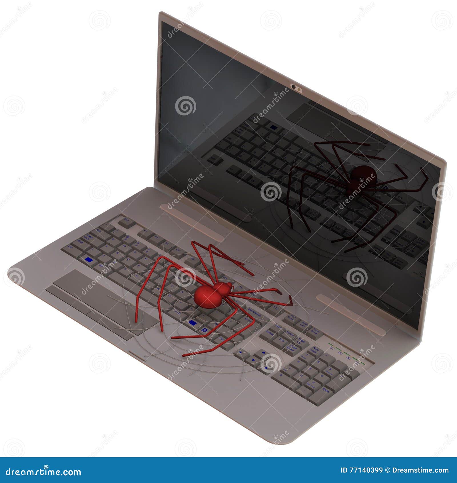 Notebook and spider stock image. Image of technology - 77140399