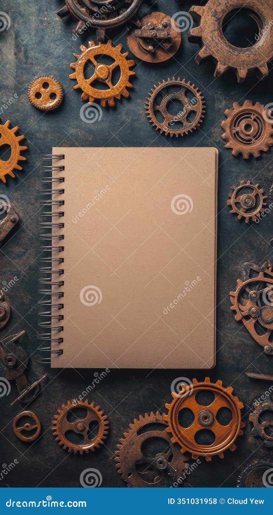 A Notebook with a Spiral Binding Sits on a Table with a Variety of ...