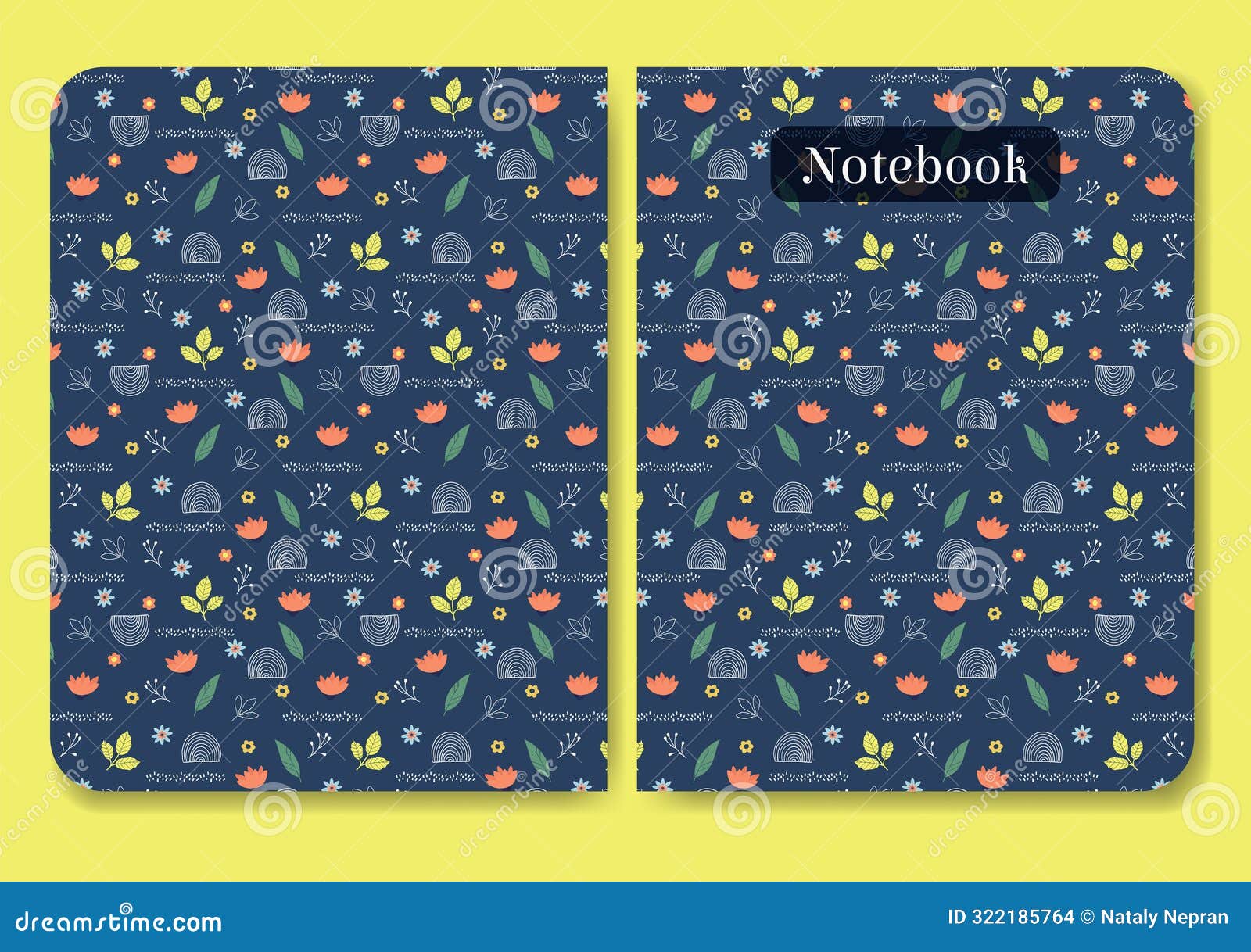 Notebook with Springtime Pattern. Cover Page Design Aesthetic Flourish ...