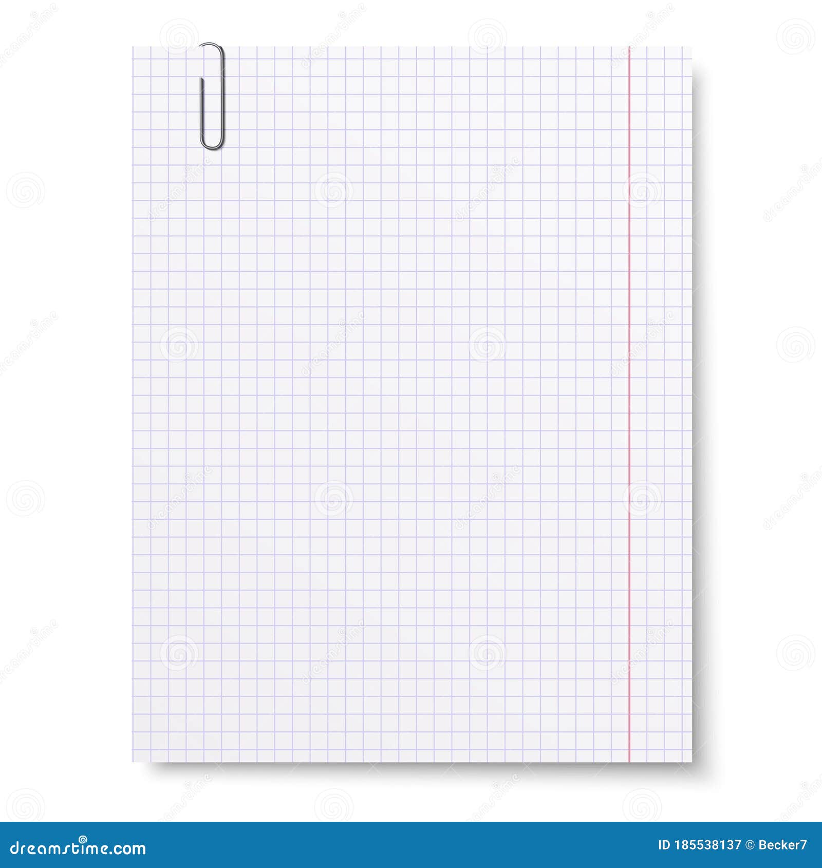 Notebook Squared Paper with Metallic Clip Isolated on White Stock ...