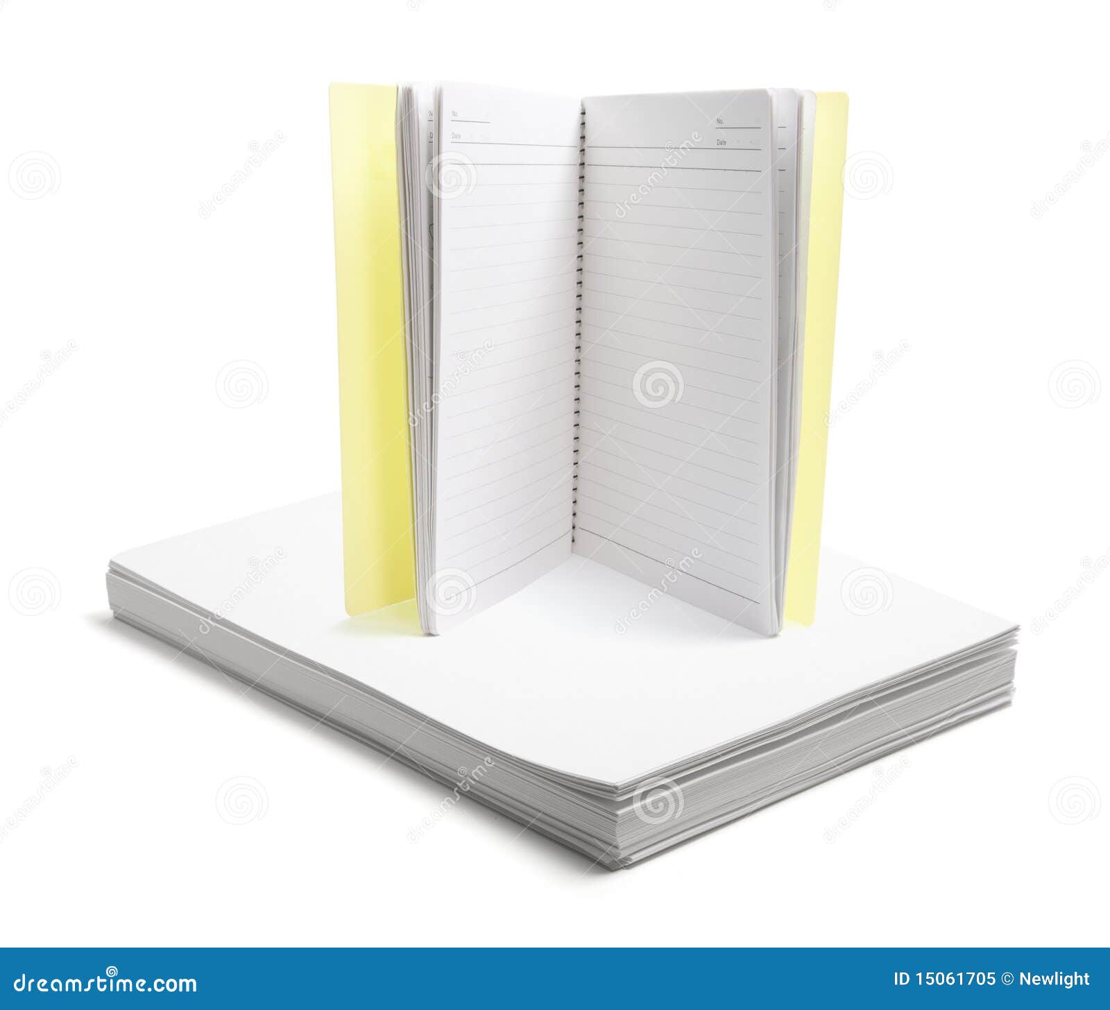 Notebook on Stack of Papers Stock Image - Image of shot, writing: 15061705