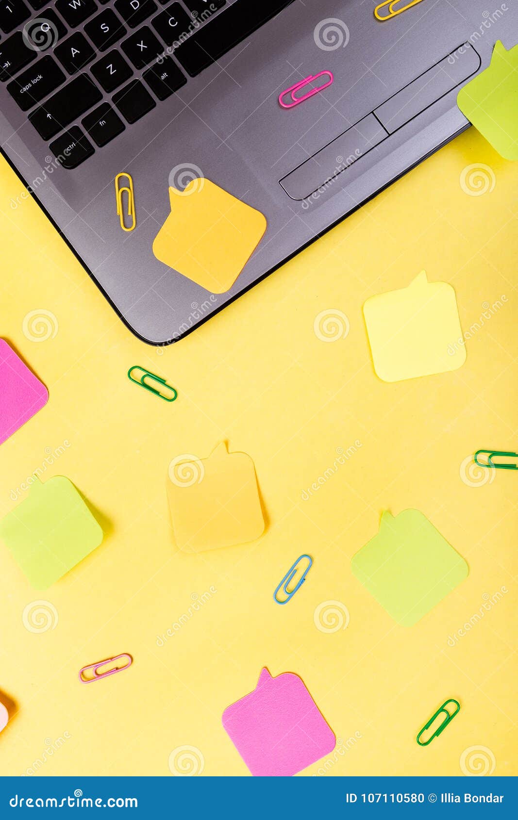 Notebook with stickers. stock photo. Image of multicolored - 107110580