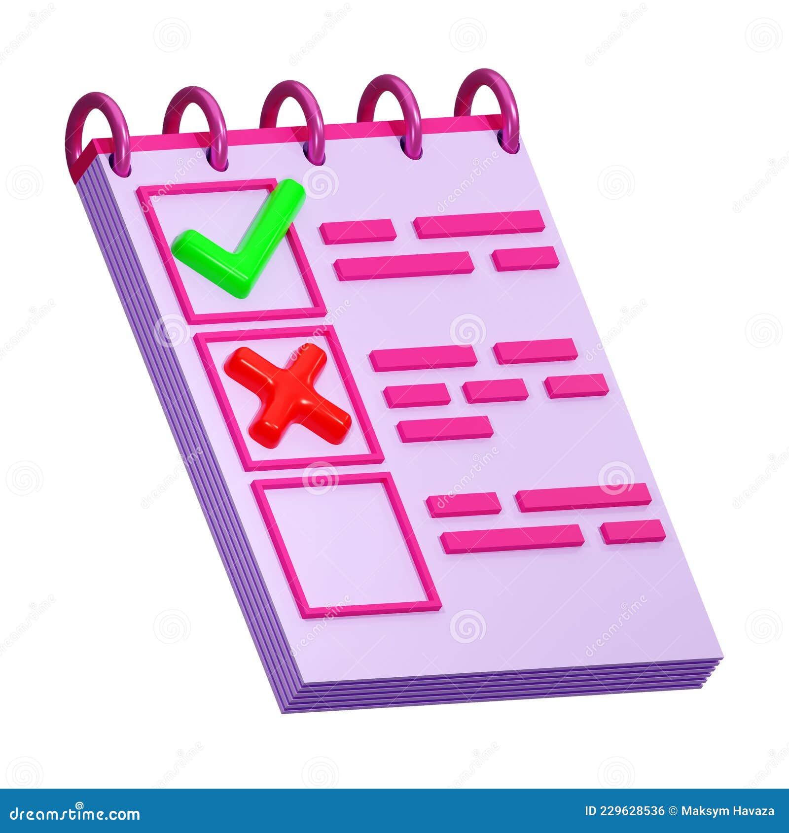 Notebook. Stylized Three-dimensional Paper Icon with Completed and ...