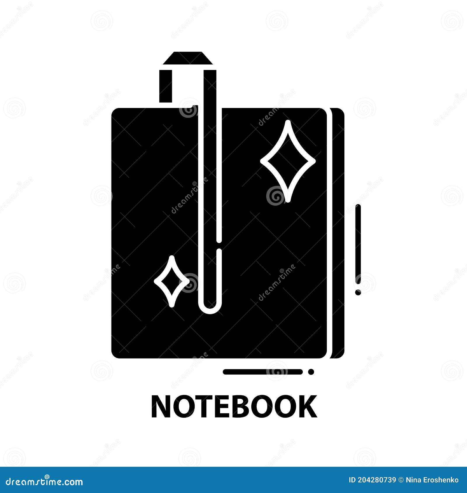 Notebook Symbol Icon, Black Vector Sign with Editable Strokes, Concept ...