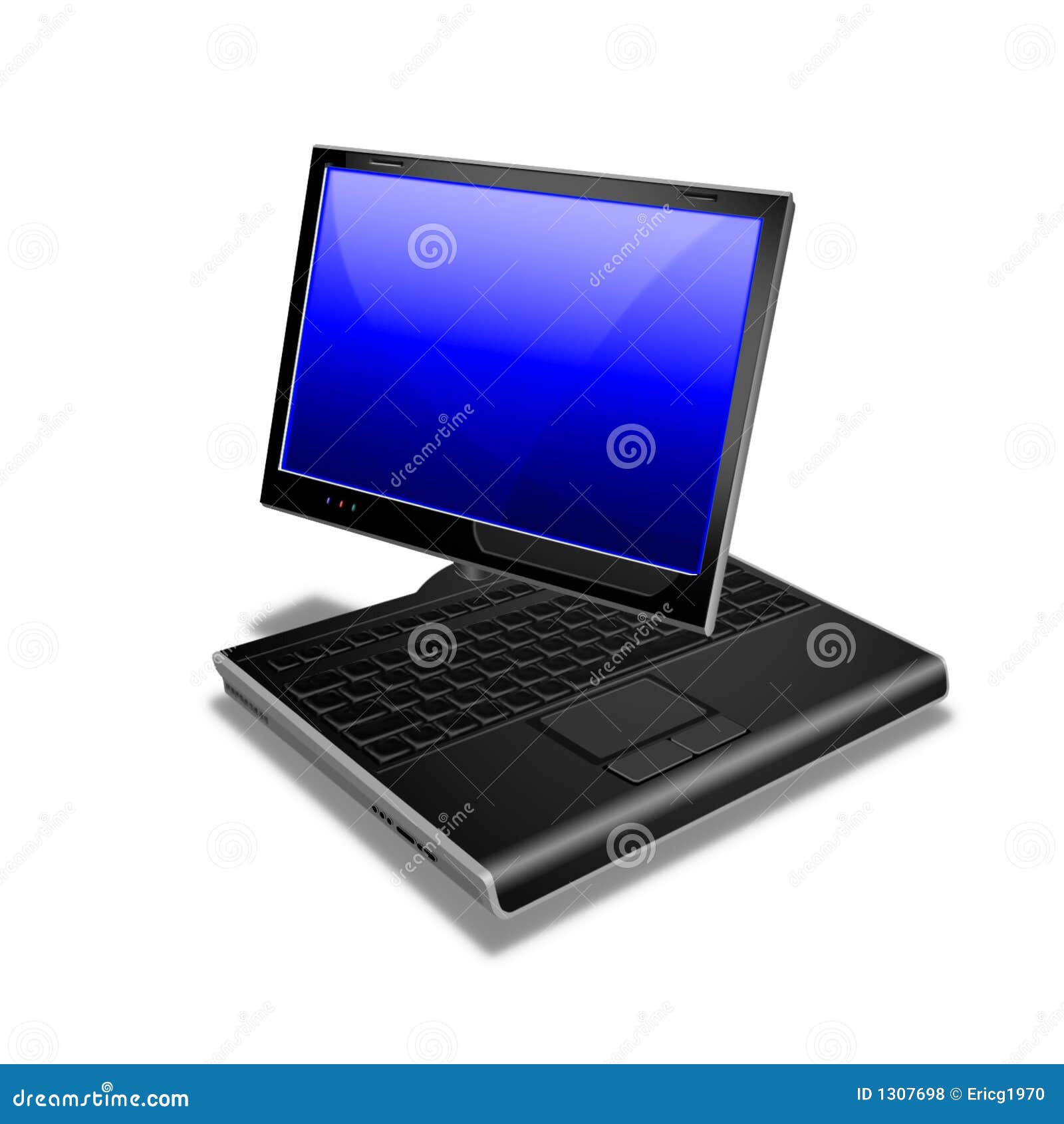Notebook Tablet PC blue stock illustration. Illustration of open - 1307698