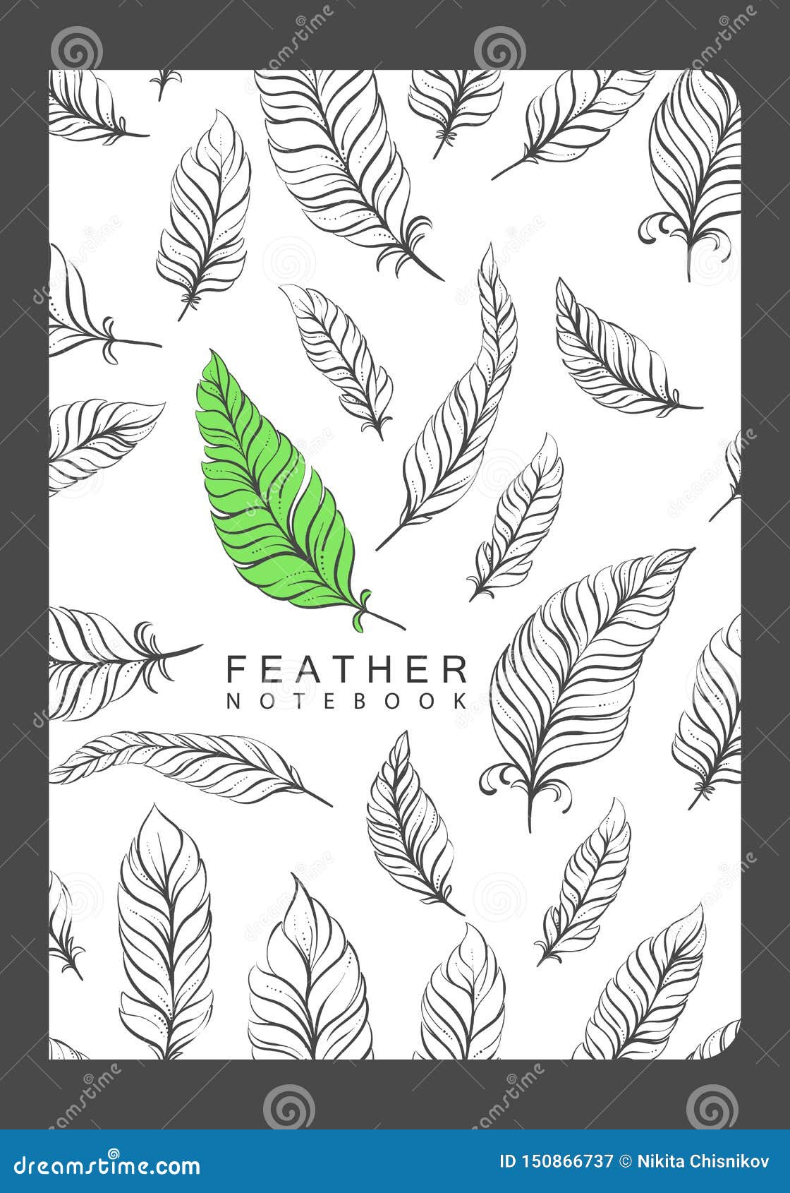 Notebook Template with Feathers Stock Vector - Illustration of ...