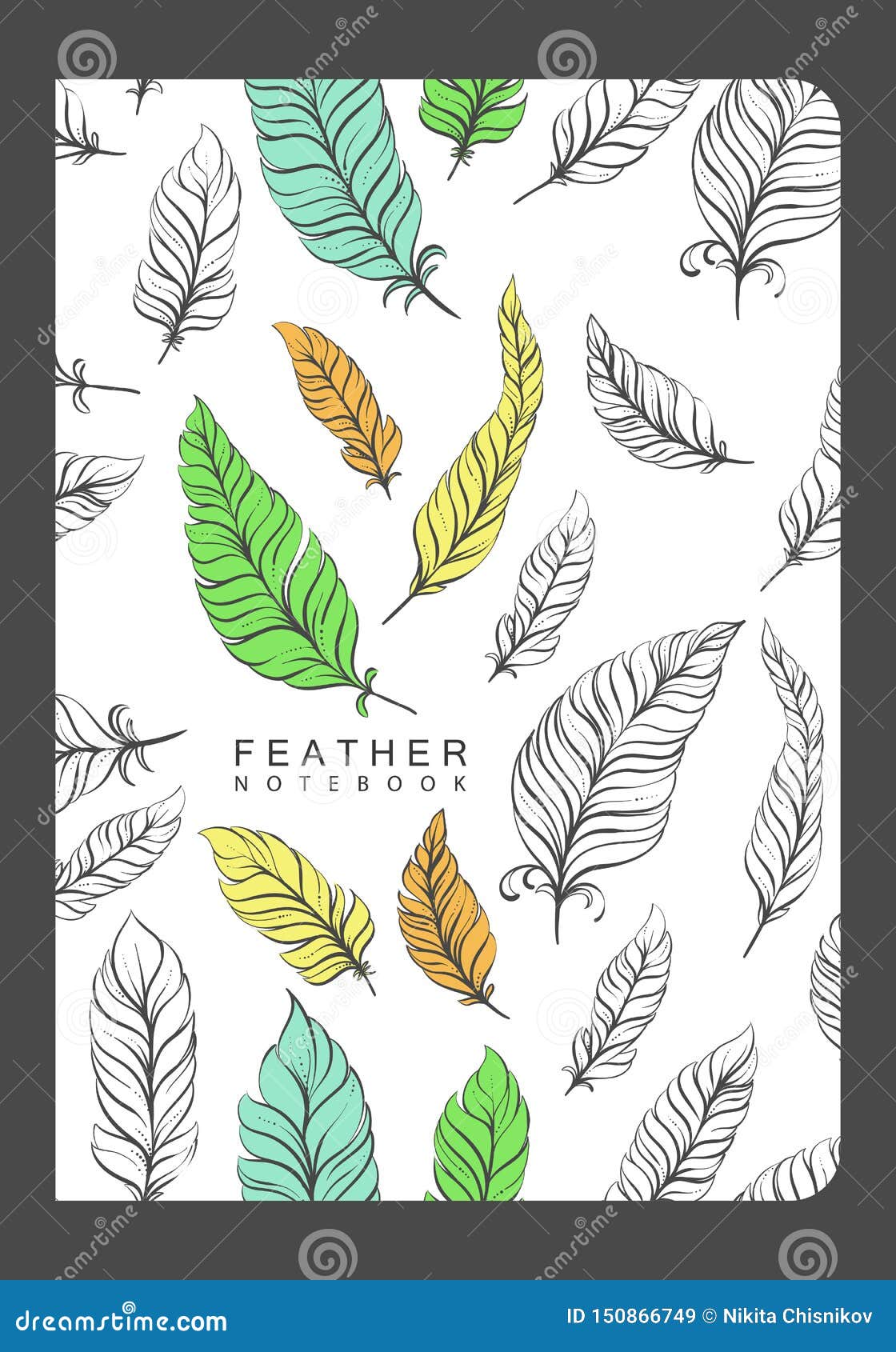 Notebook Template with Feathers Stock Vector - Illustration of color ...