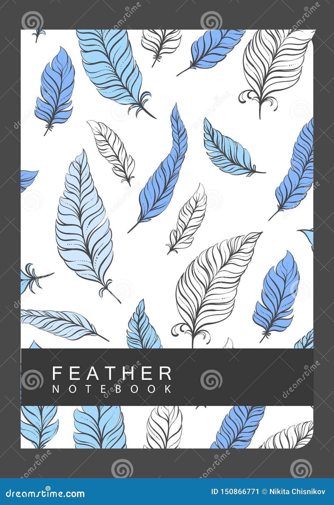 Notebook Template with Feathers Stock Vector - Illustration of ornament ...