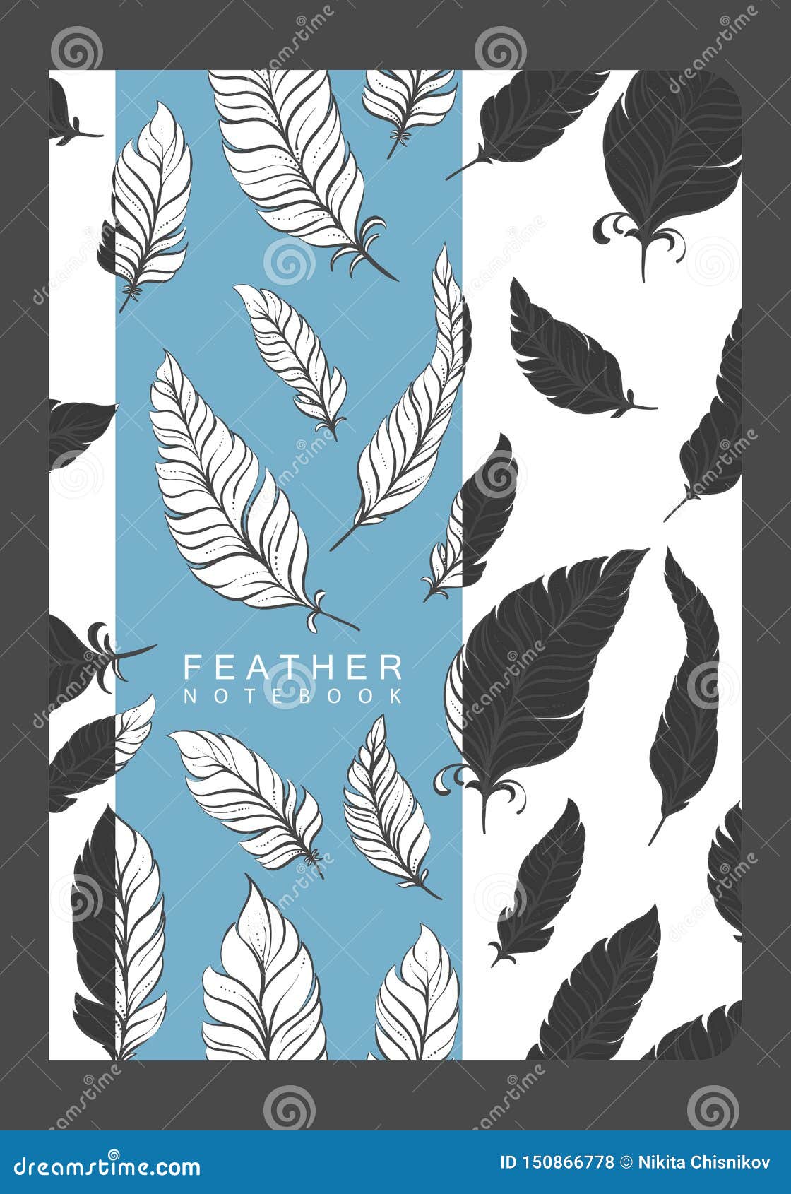 Notebook Template with Feathers Stock Vector - Illustration of style ...