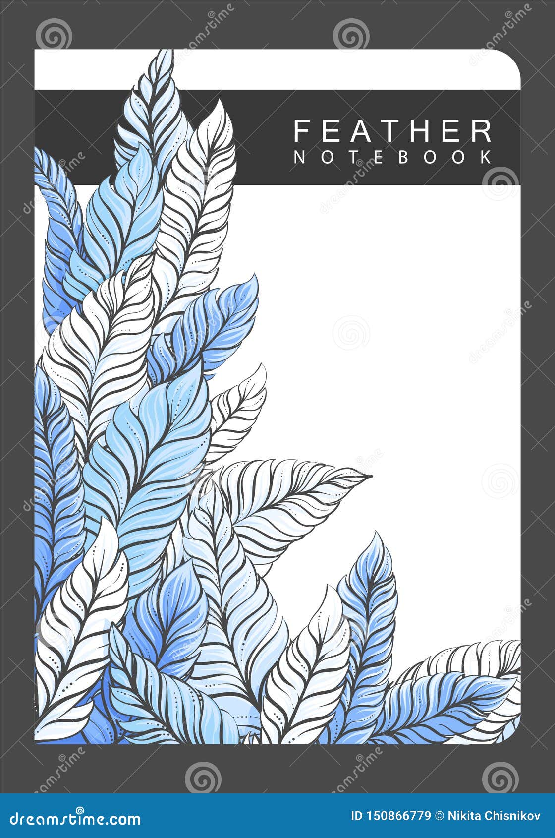 Notebook Template with Feathers Stock Vector - Illustration of ...