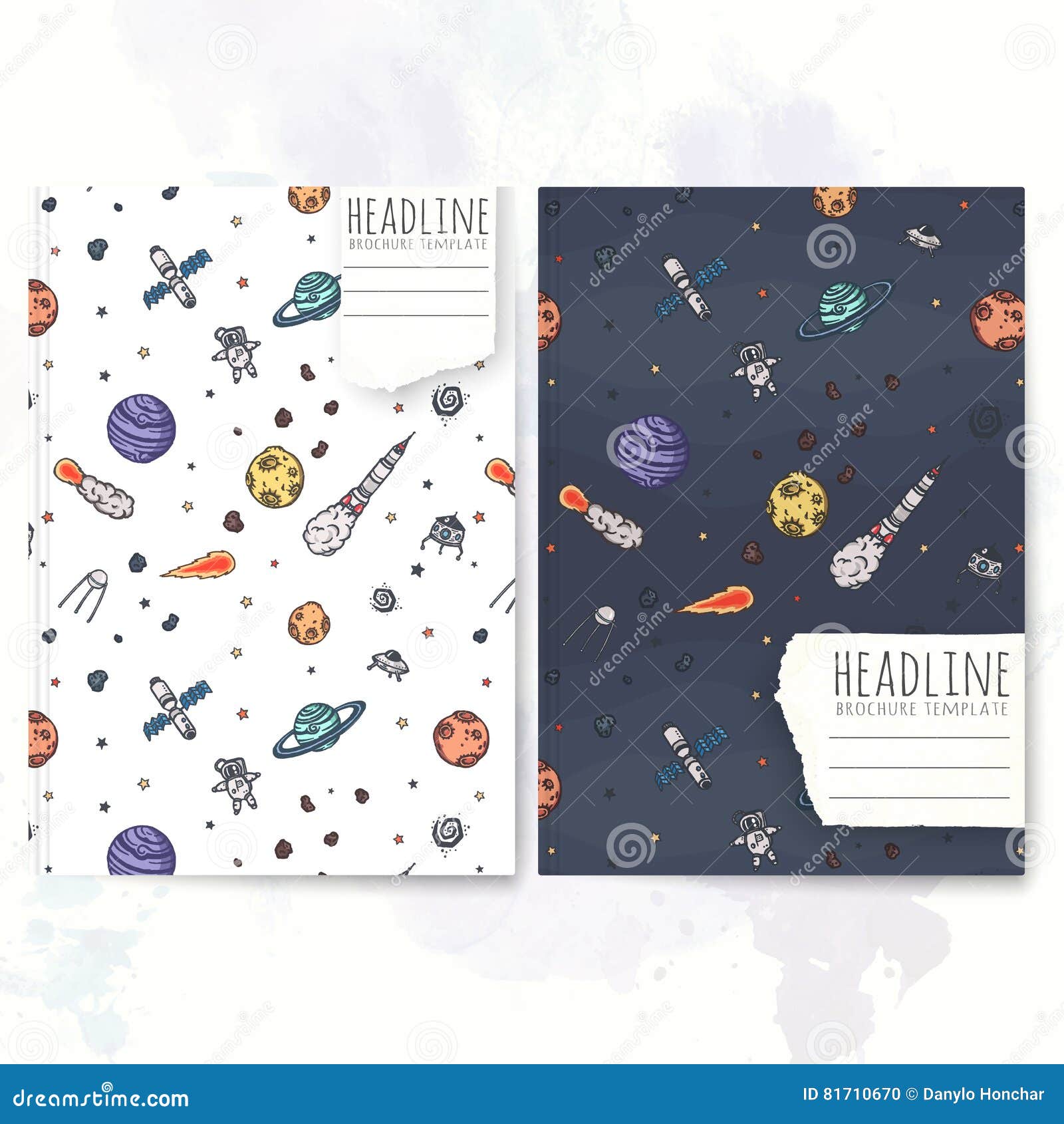 Notebook Template with Hand Drawn Astronomy Doodles. Stock Vector ...