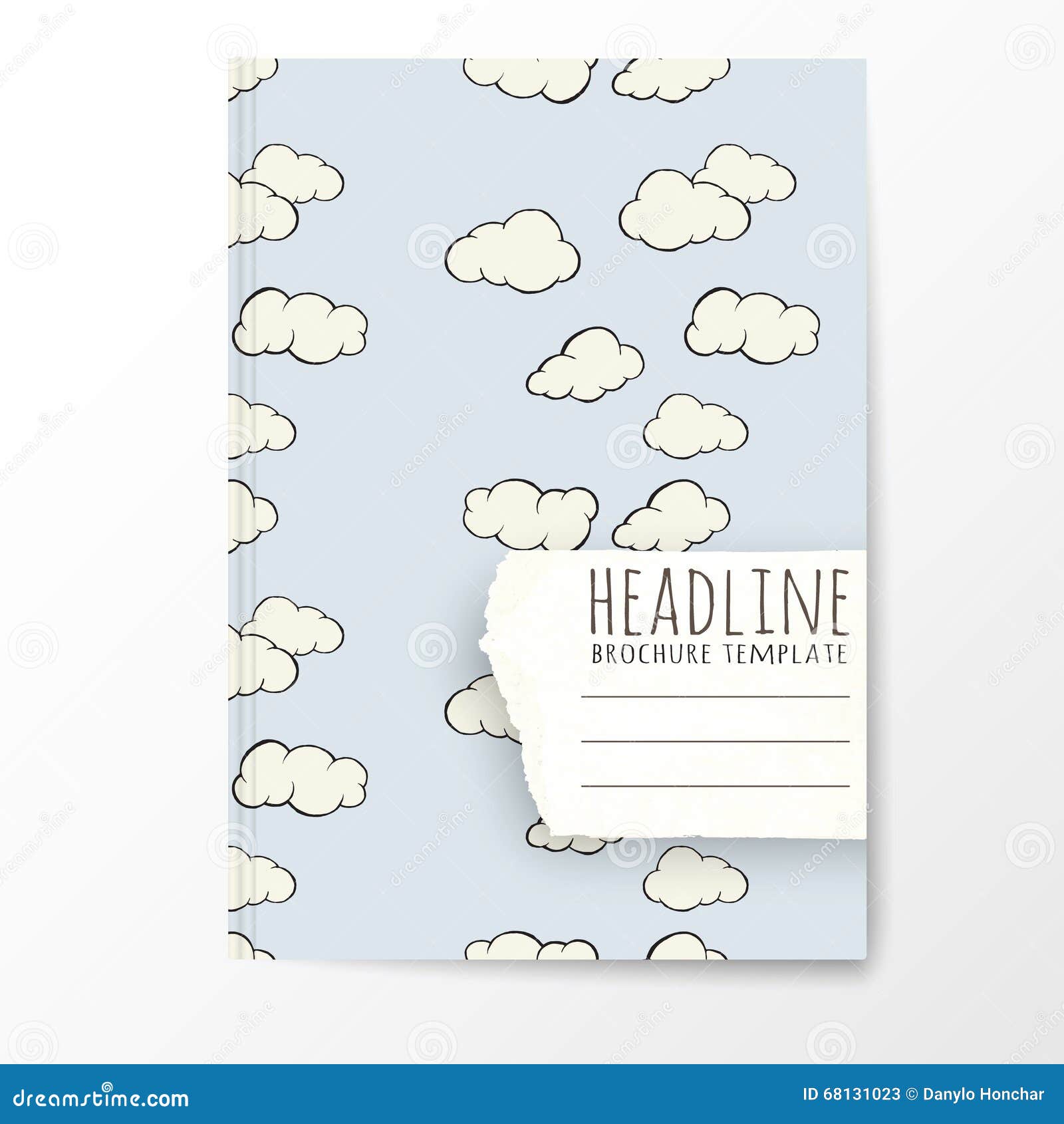 Notebook Template with Hand Drawn Cloud Pattern. Stock Vector ...