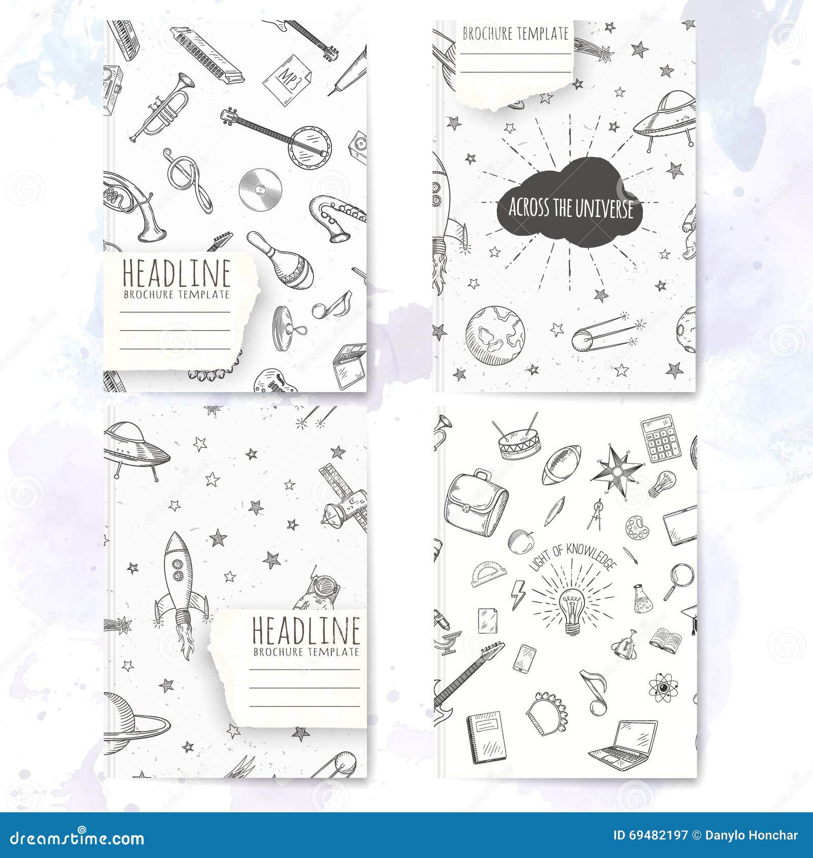 Notebook Template with Hand Drawn Education Doodles Stock Illustration ...