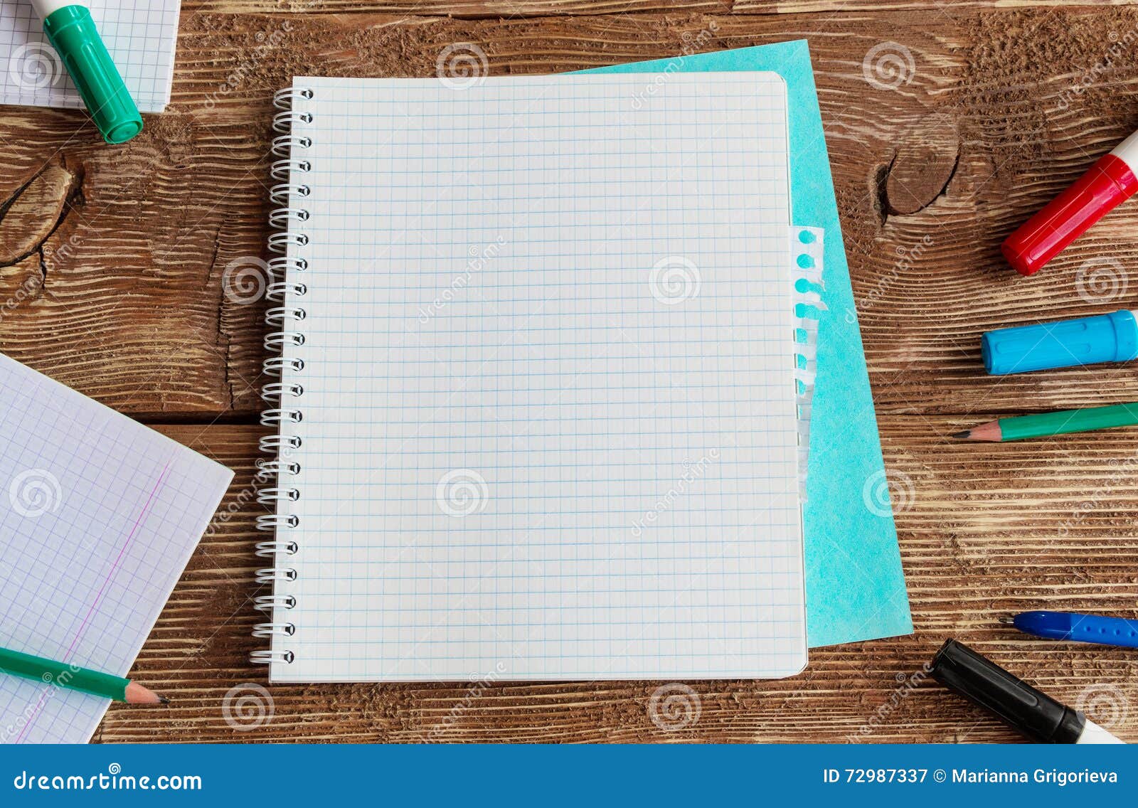 Notebook Template Mock Up on a Wooden Table. Stock Image - Image of ...