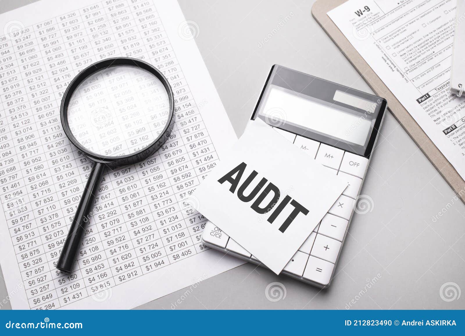 Notebook with Text AUDIT Sheet of White Paper for Notes, Calculator ...