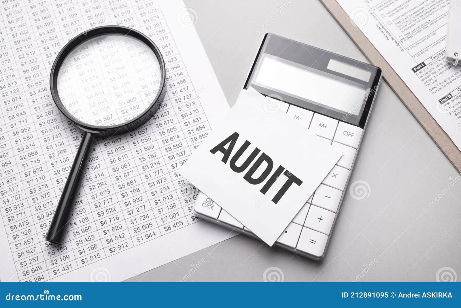 Notebook with Text AUDIT Sheet of White Paper for Notes, Calculator ...