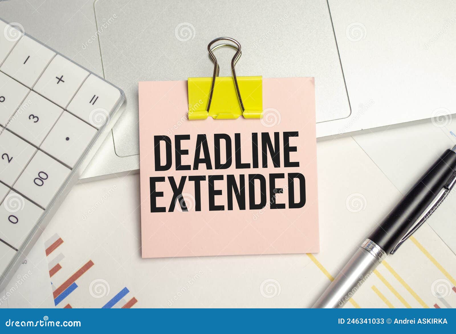 Notebook with Text DEADLINE EXTENDED on the Wooden Table with Pen ...