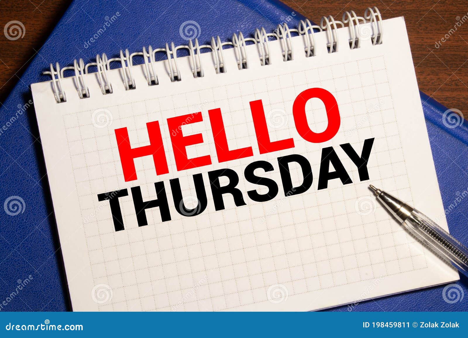 Notebook with Text HELLO THURSDAY Stock Image - Image of week, text ...