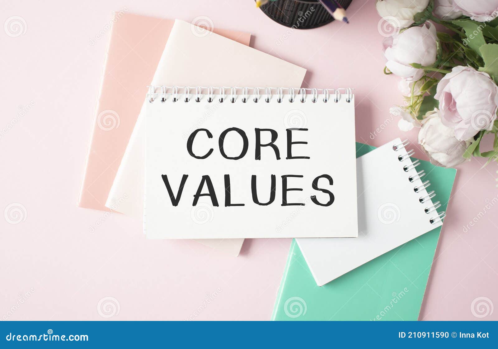 Notebook with Text Inside Core Values on Table Stock Photo - Image of ...
