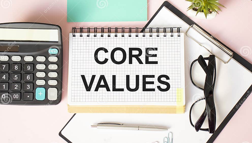 Notebook with Text Inside Core Values on Table Stock Image - Image of ...
