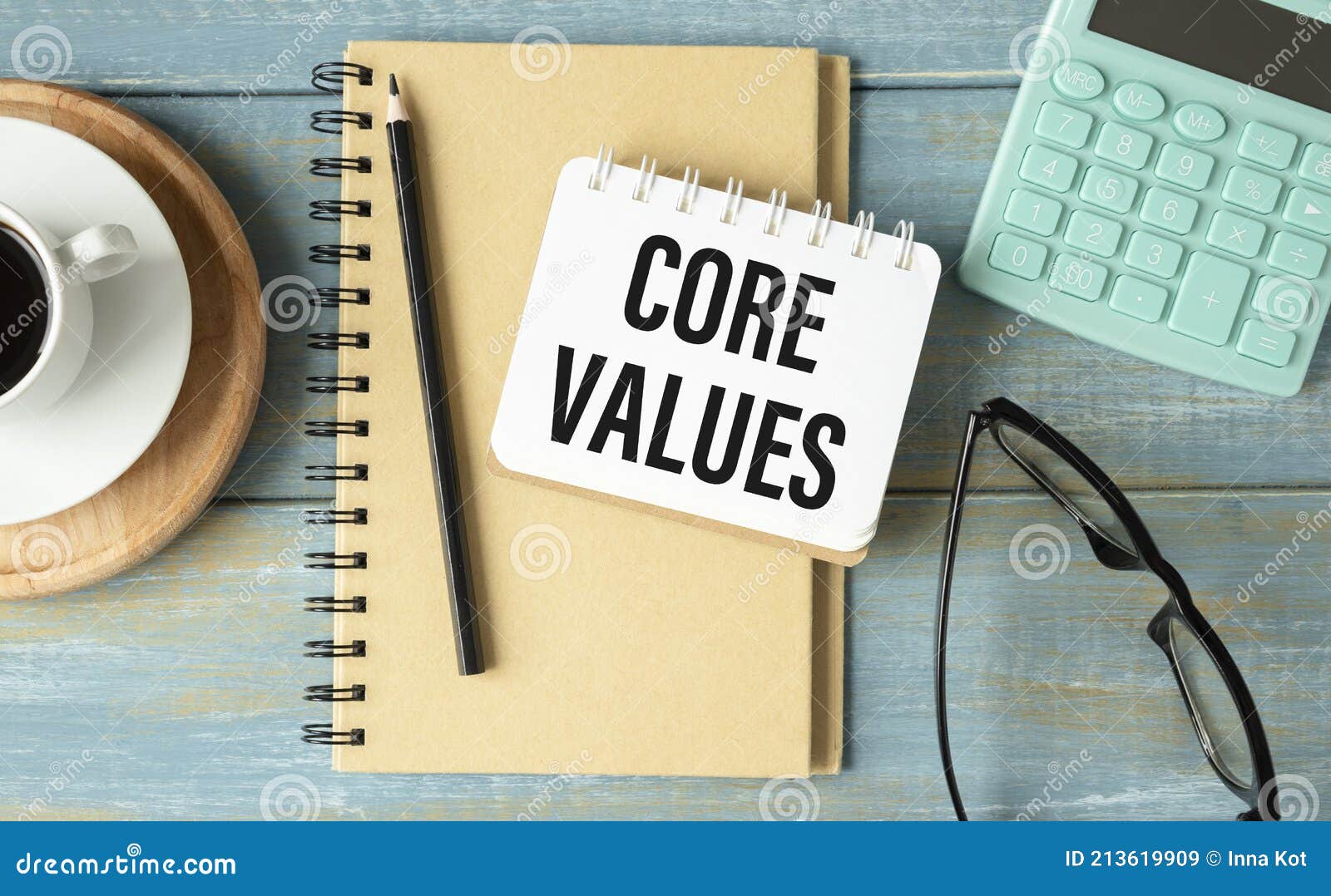 Notebook with Text Inside Core Values on Table Stock Image - Image of ...
