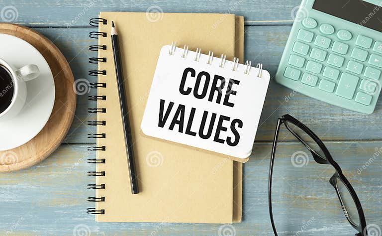 Notebook with Text Inside Core Values on Table Stock Image - Image of ...