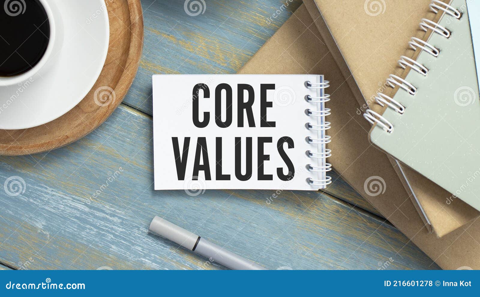 Notebook with Text Inside Core Values on Table Stock Photo - Image of ...