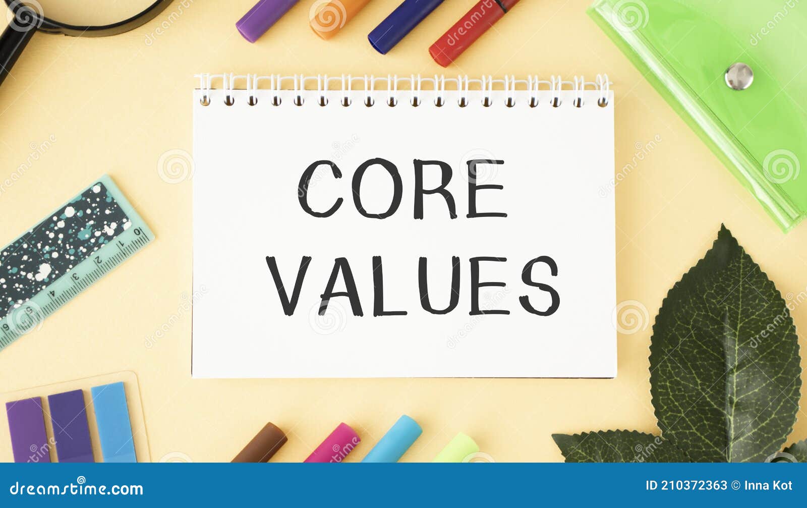 Notebook with Text Inside Core Values on Table Stock Image - Image of ...