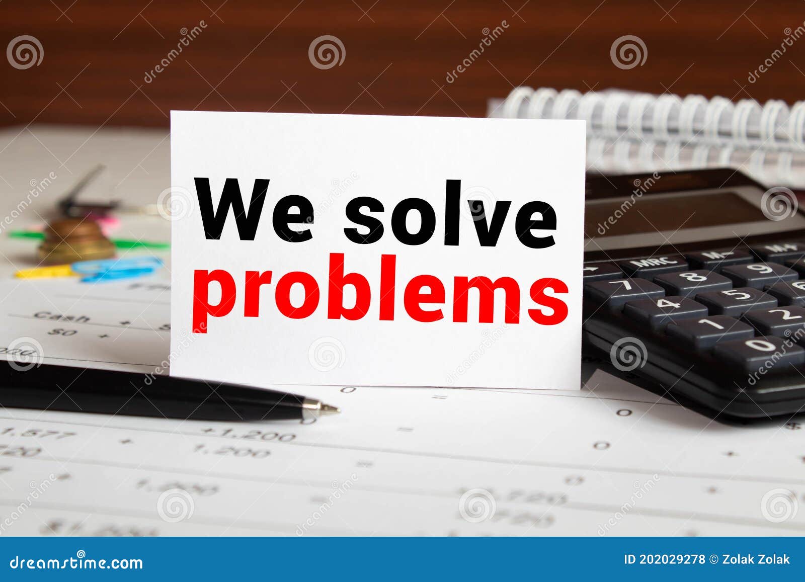 Notebook with Text Inside Problem Solving on Table with Coffee, Laptop ...