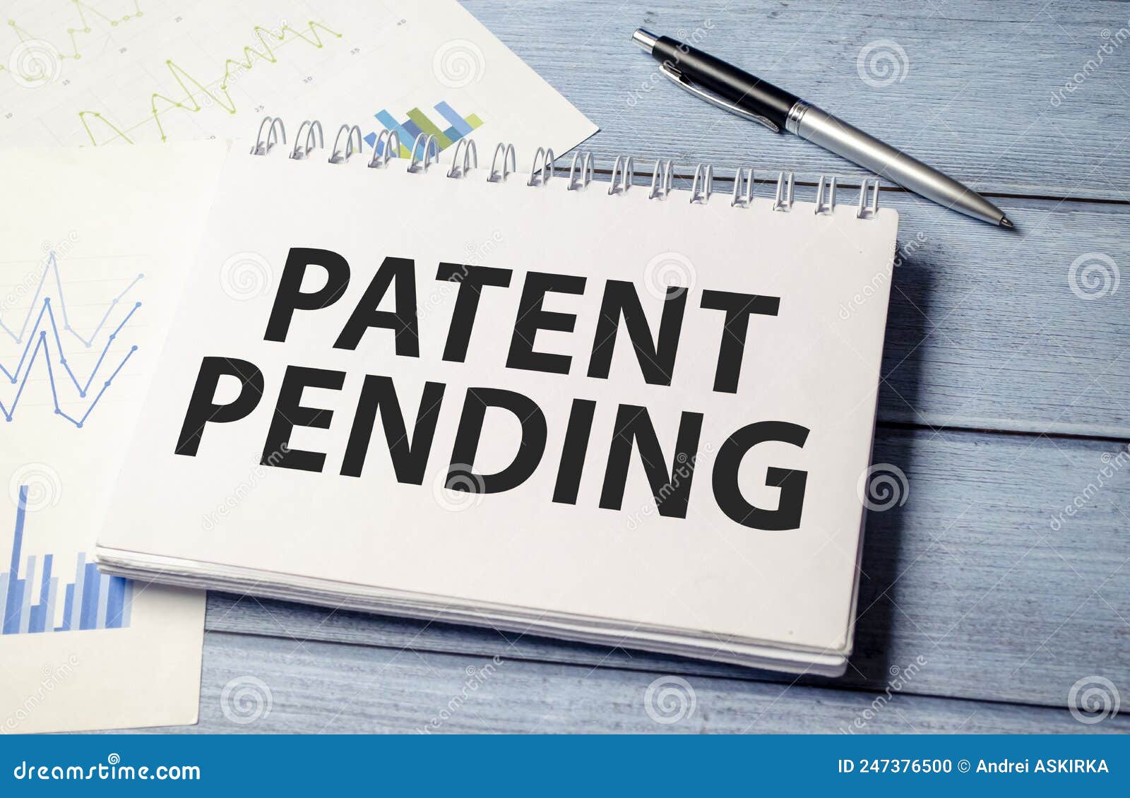 Notebook with Text Patent Pending Sheet of White Paper for Notes Stock ...