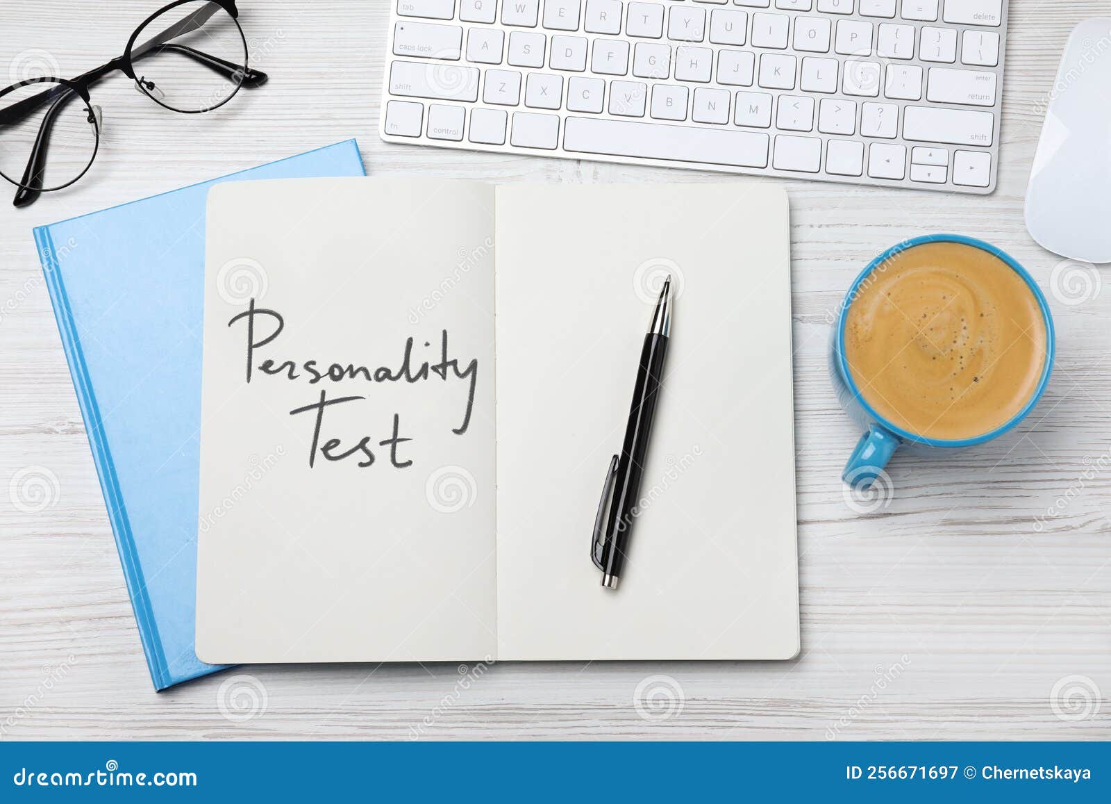 Notebook with Text Personality Test, Computer Keyboard and Cup of ...