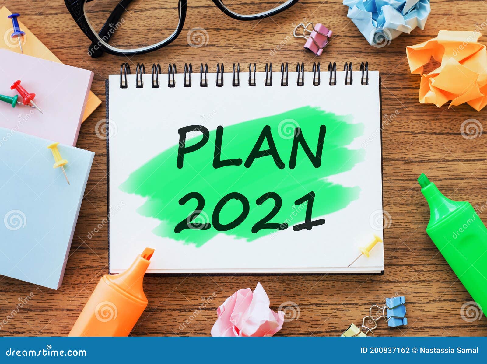 The Notebook with Text Plan 2021 on Business Office Desk Stock Photo ...