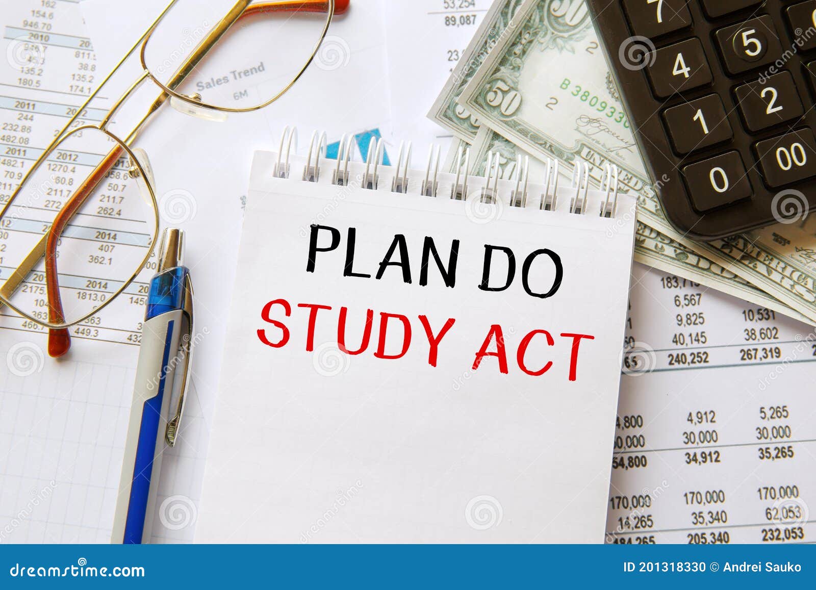Notebook with Text PLAN DO STUDY ACT Near Office Supplies Stock Photo ...
