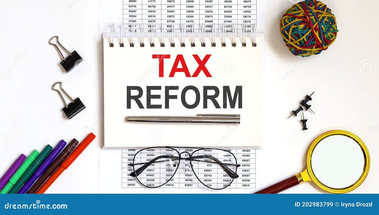 Notebook with Text Tax Reform on a Table on the Chart Stock Image ...