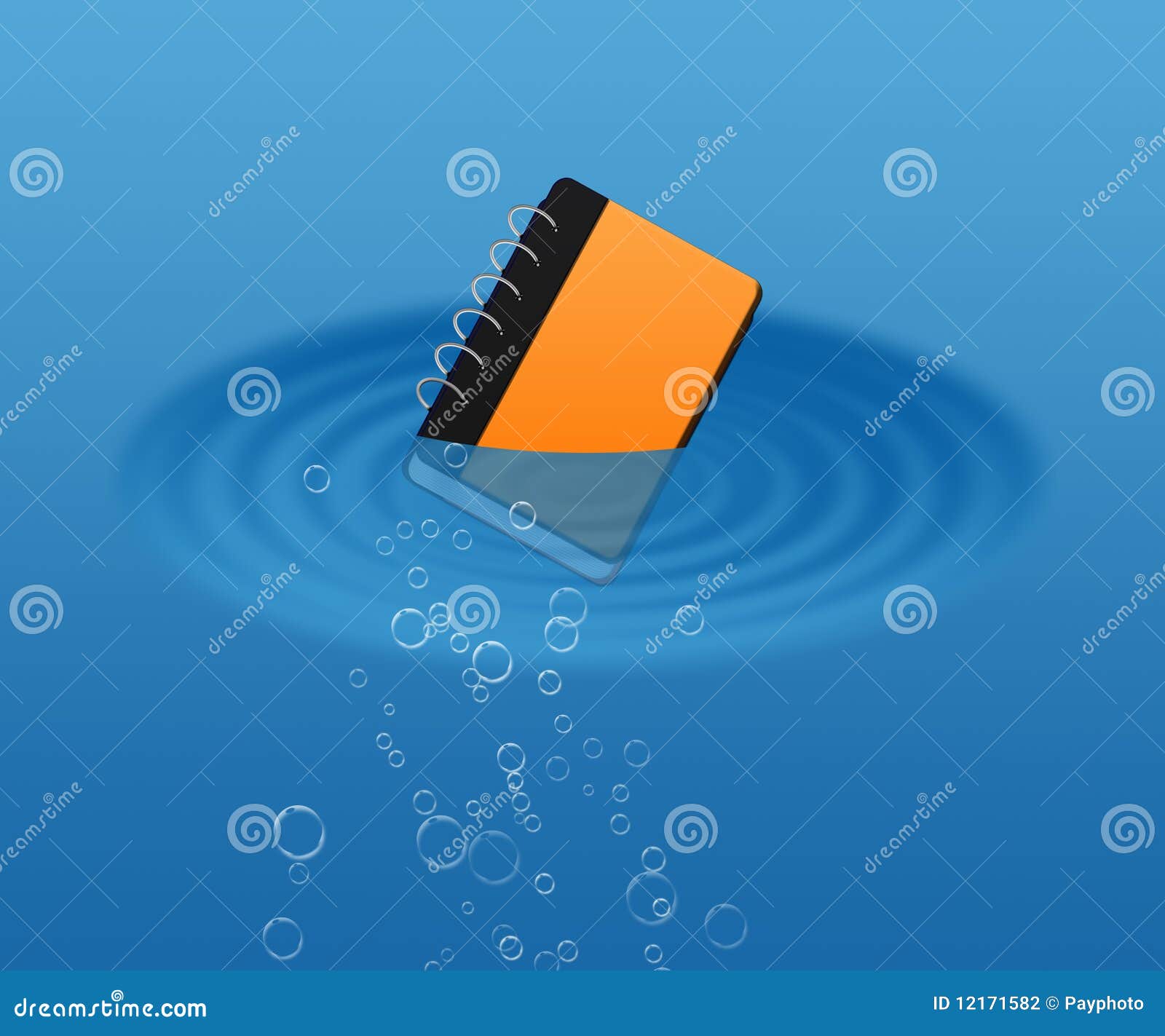 A Notebook Throw into Water Stock Illustration - Illustration of ...