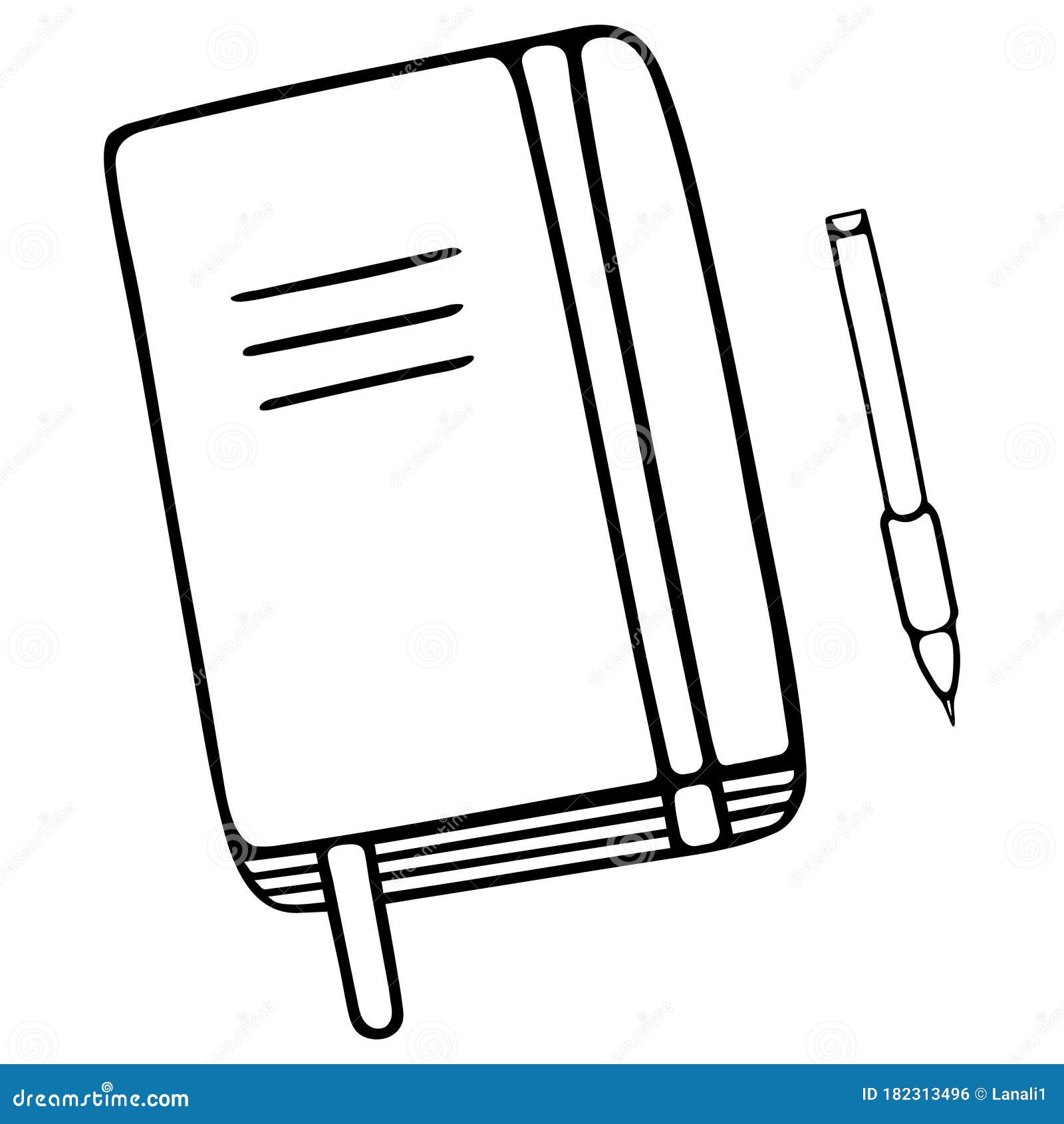 Personal Diary and Ballpoint Pen. Sketch. Notepad for Notes. Closed ...