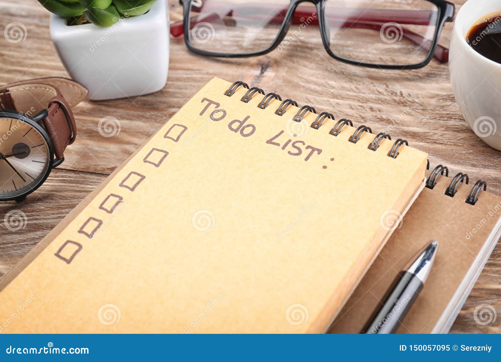 Notebook with To-do List on Wooden Table, Closeup. Time Management ...