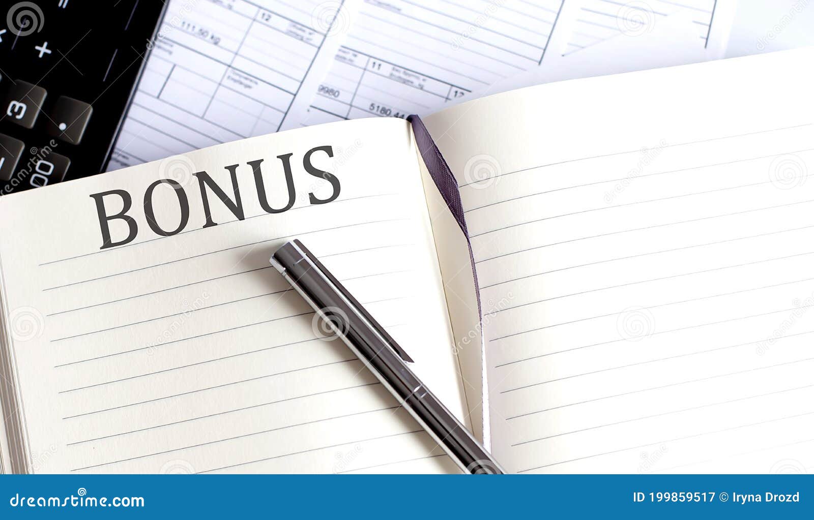 Notebook with Toolls and Notes about BONUS Stock Image - Image of ...